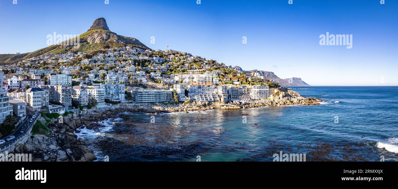 Aerial View of Sea Point and its tidal pool in Cape Town, western Cape ...