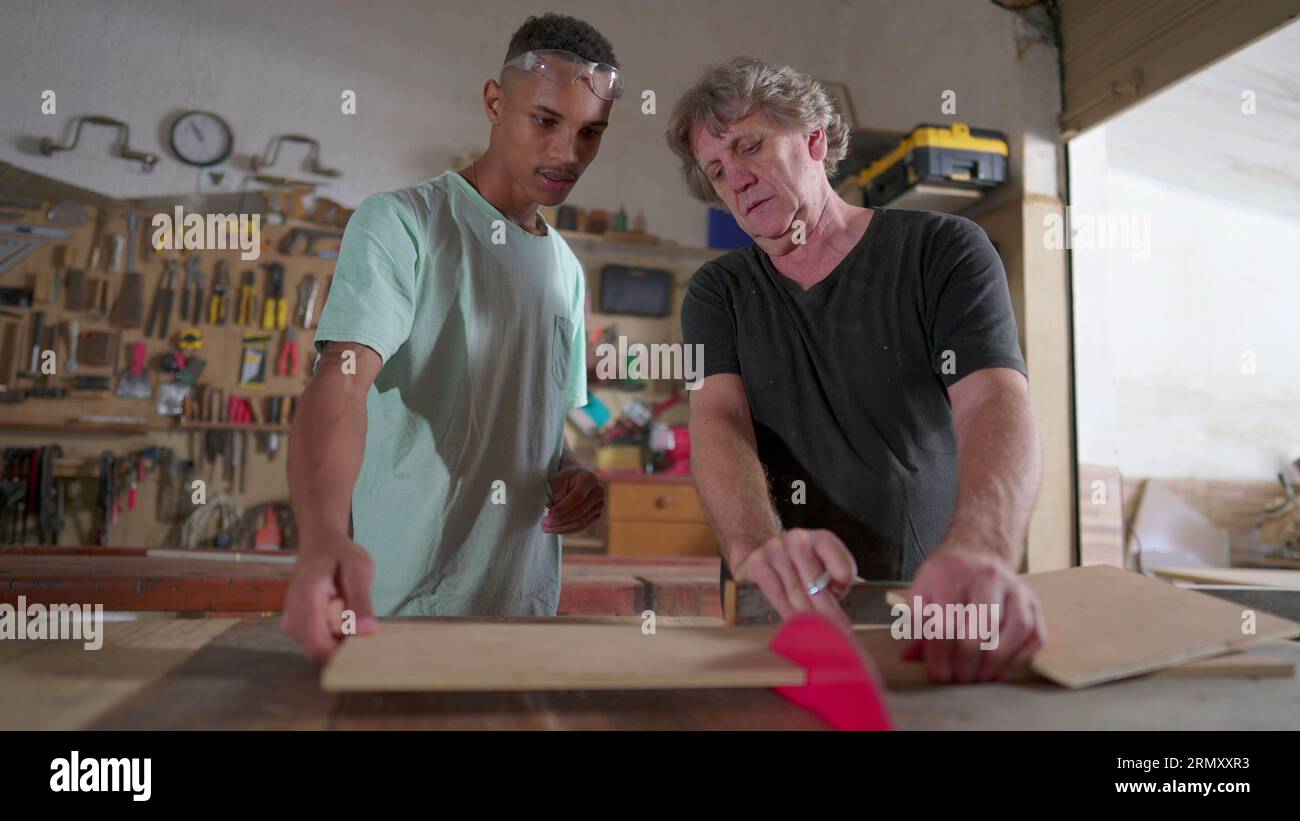 Industry Job at Carpentry Workshop, Master Carpenter Using Saw Machine ...