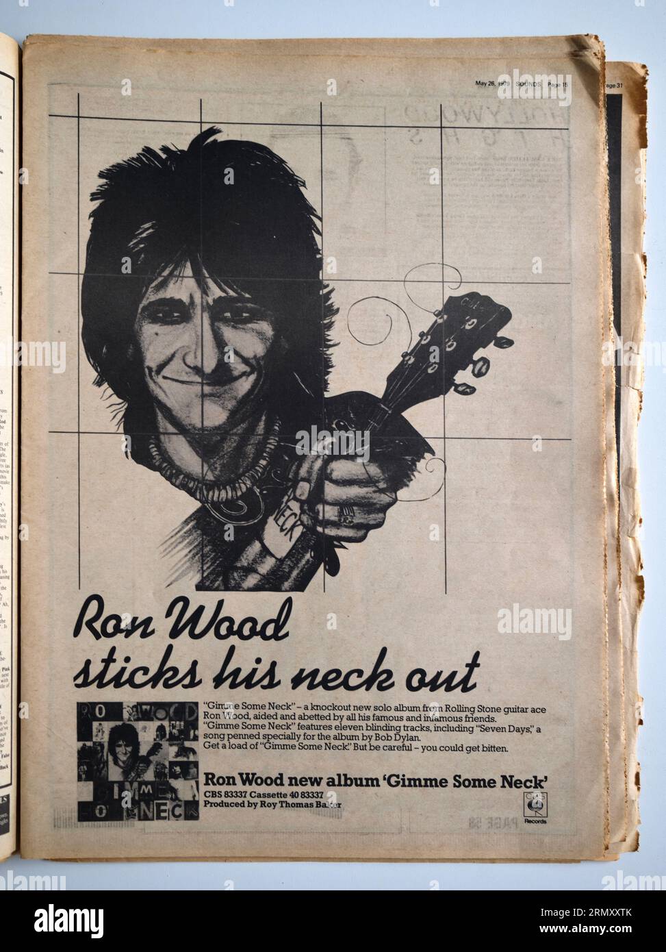 1970s Advert for Ronnie Wood 'Sticks His Neck Out' album in Sounds a ...