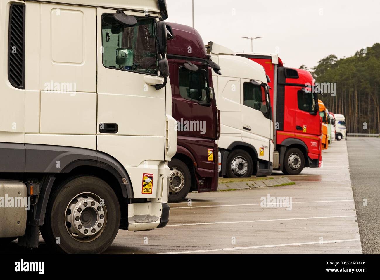 Trucks are parked. View of the truck cabs Stock Photo - Alamy