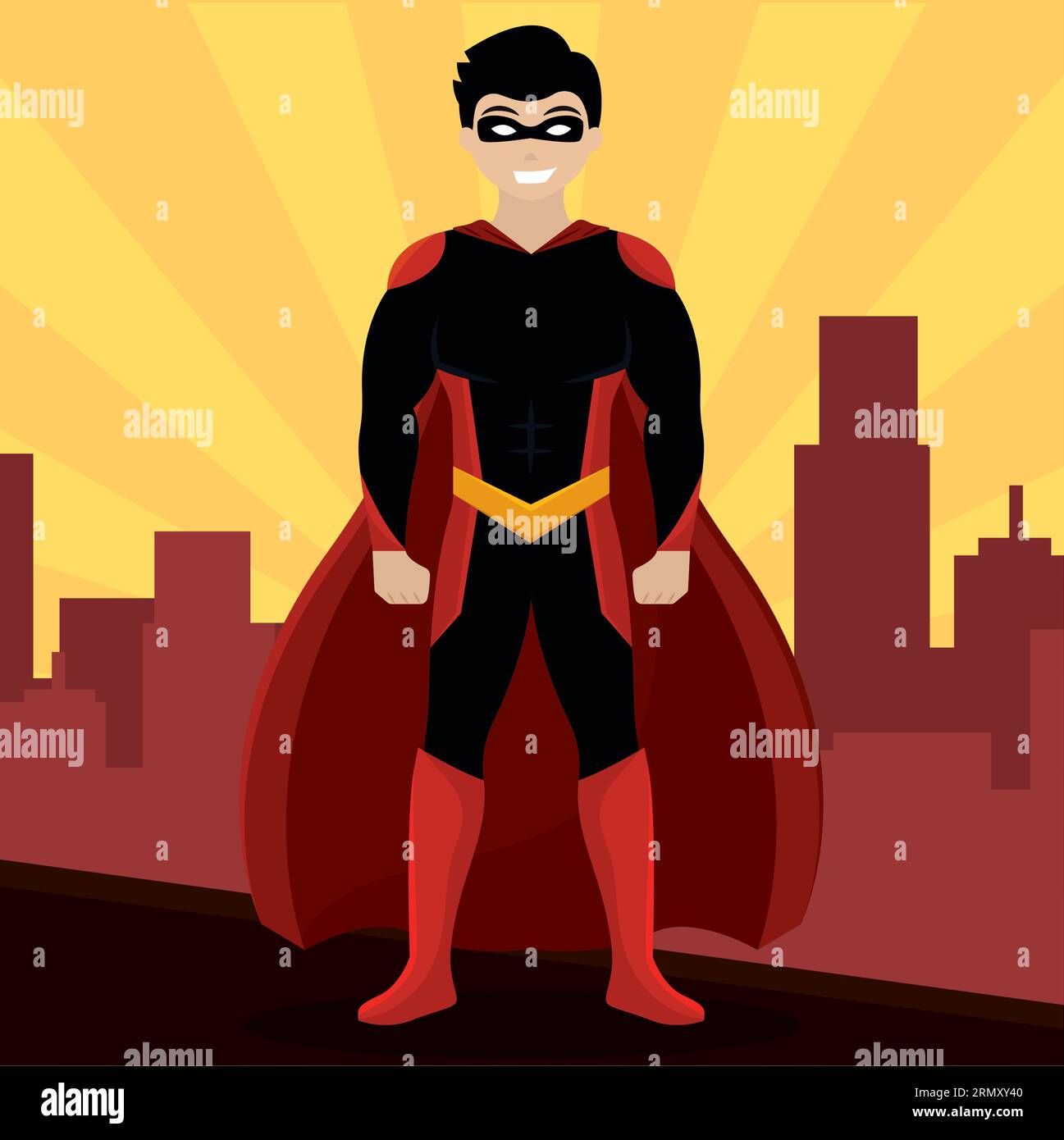 Male hero character on a city background Vector Stock Vector Image ...