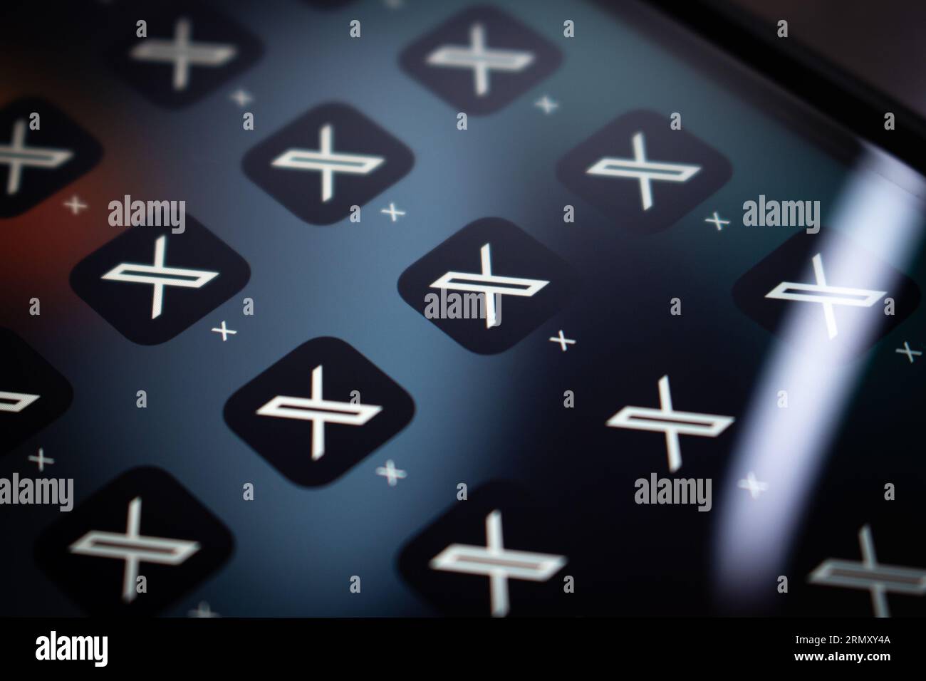 Conceptual image of Elon Musk’s X app (formerly Twitter) icons seen in ...