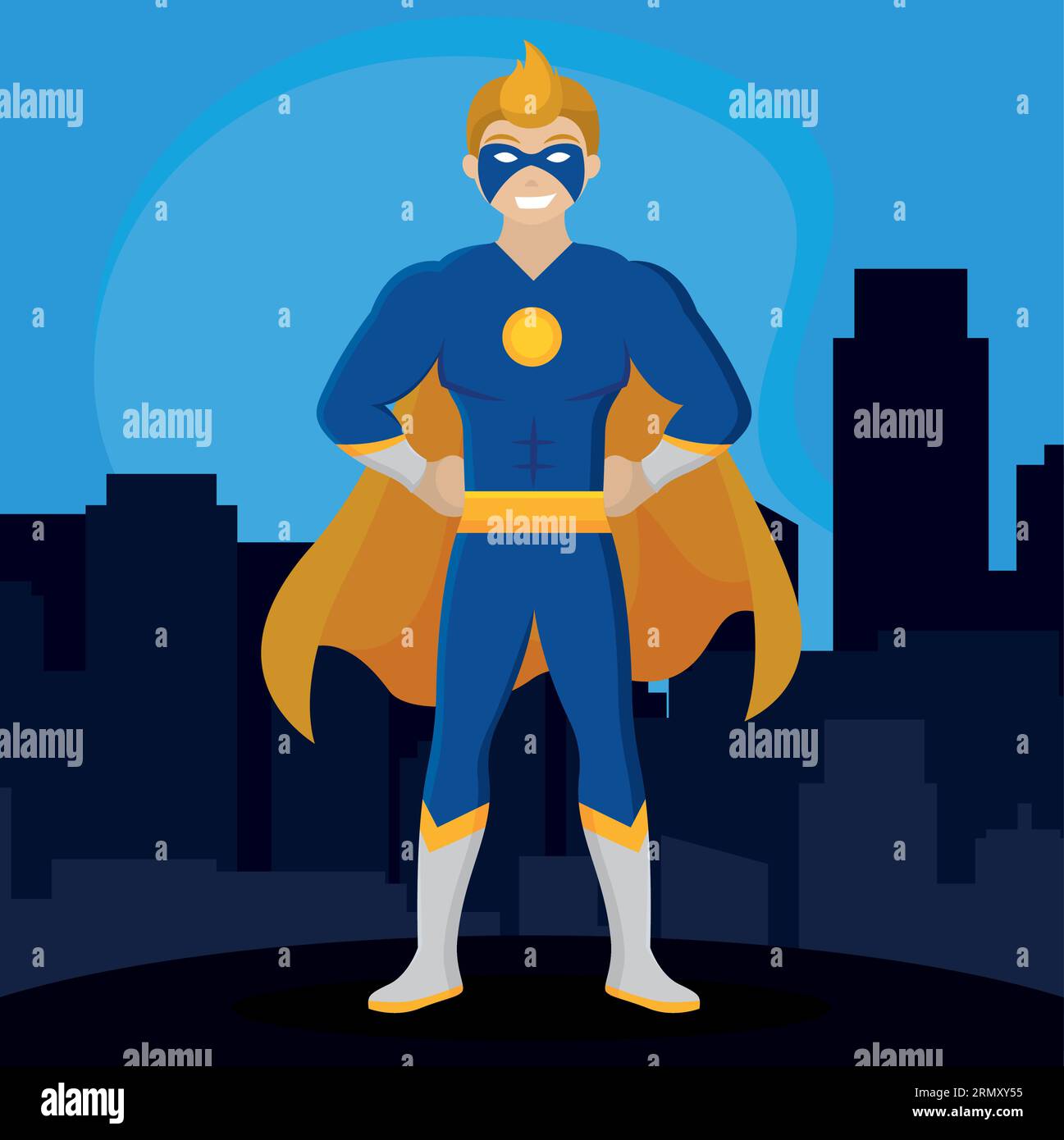 Male hero character on a city background Vector Stock Vector Image ...