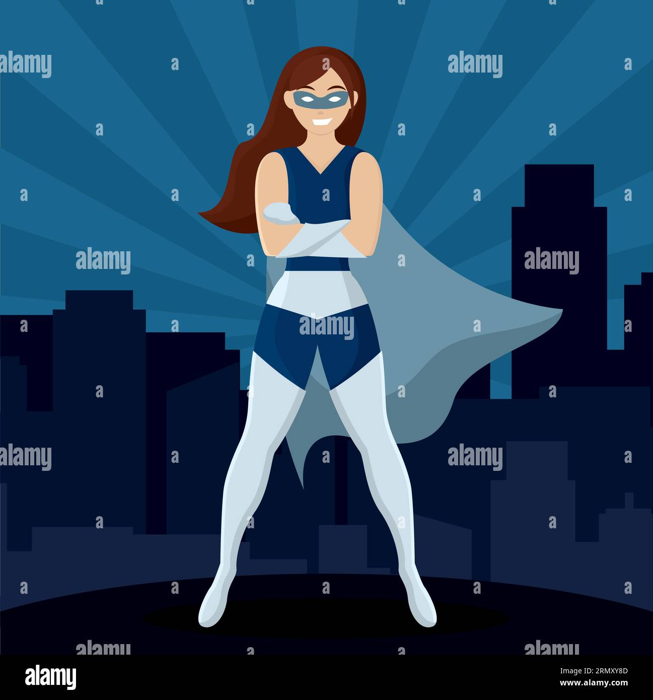 Female hero character on a city background Vector Stock Vector Image ...