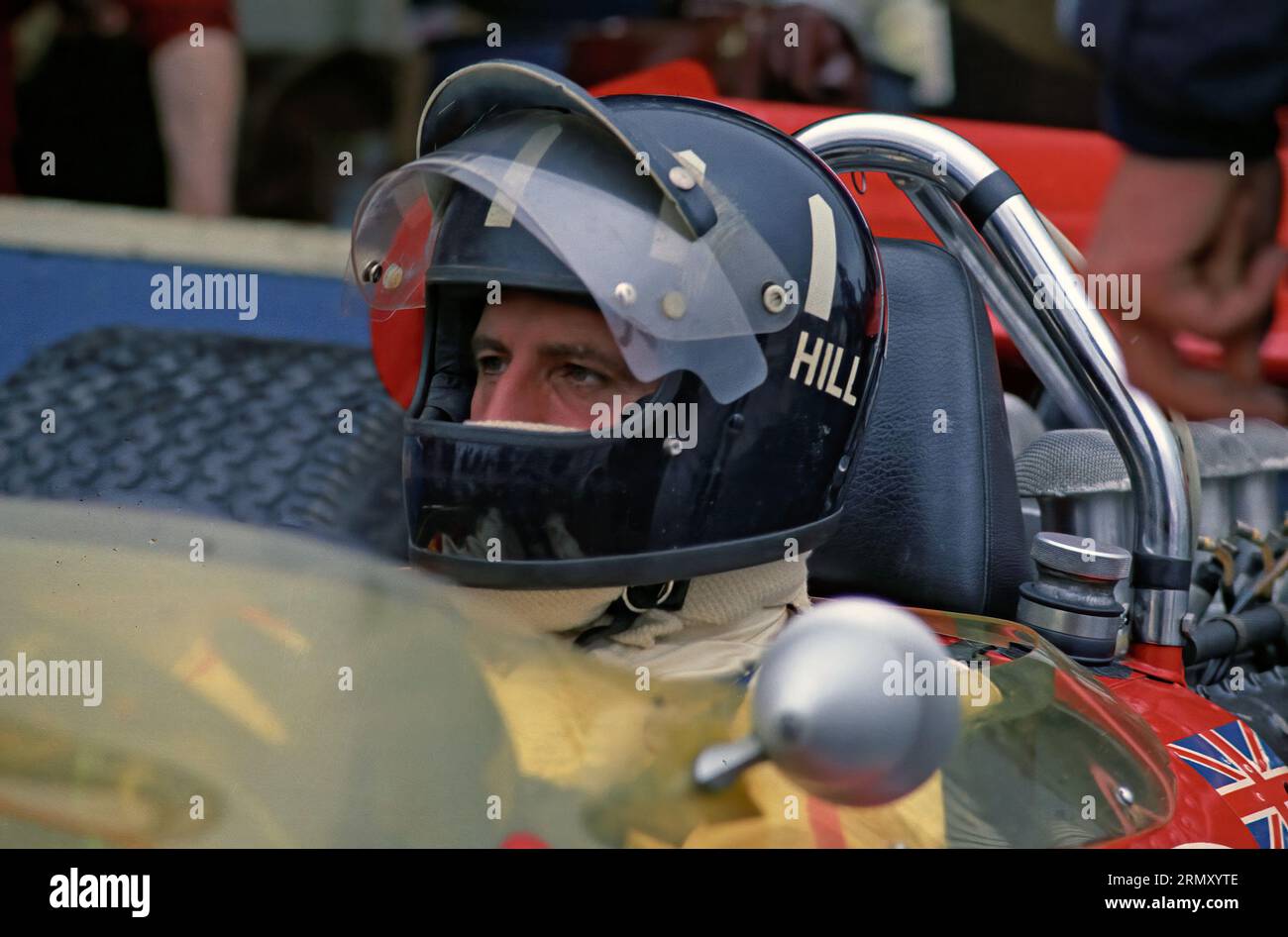 Graham Hill in a Lotus 49B at the 1969 United States Formula 1 Grand ...
