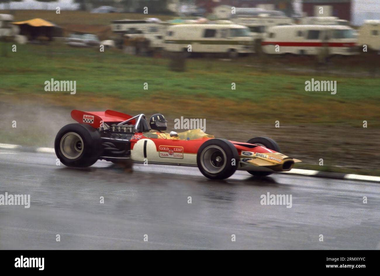 Graham Hill in A Lotus 49B at the 1969 United States Formula 1 Grand ...