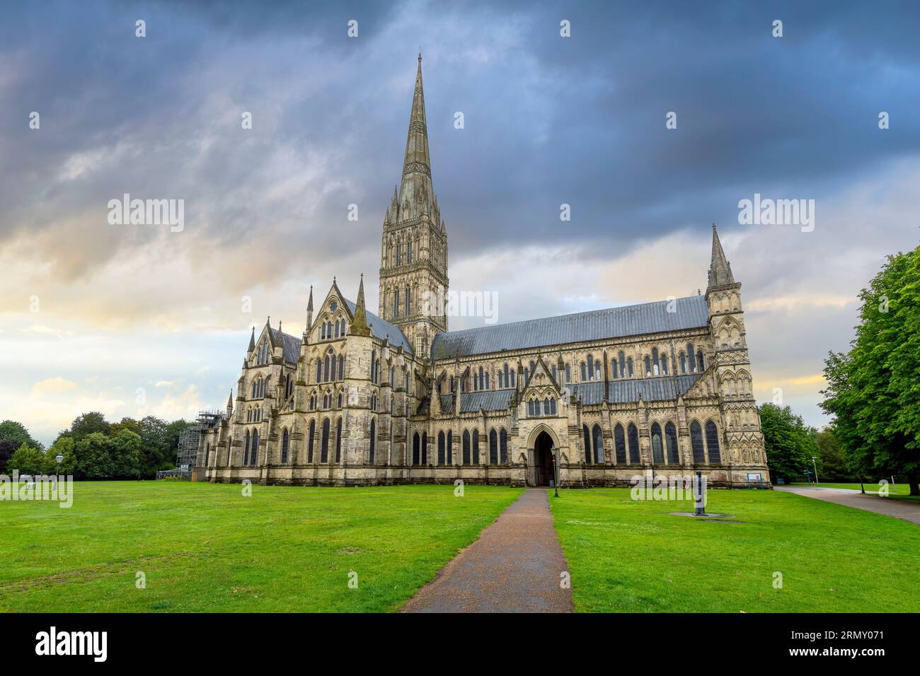 The medieval Salisbury Cathedral, formally the Cathedral Church of the ...