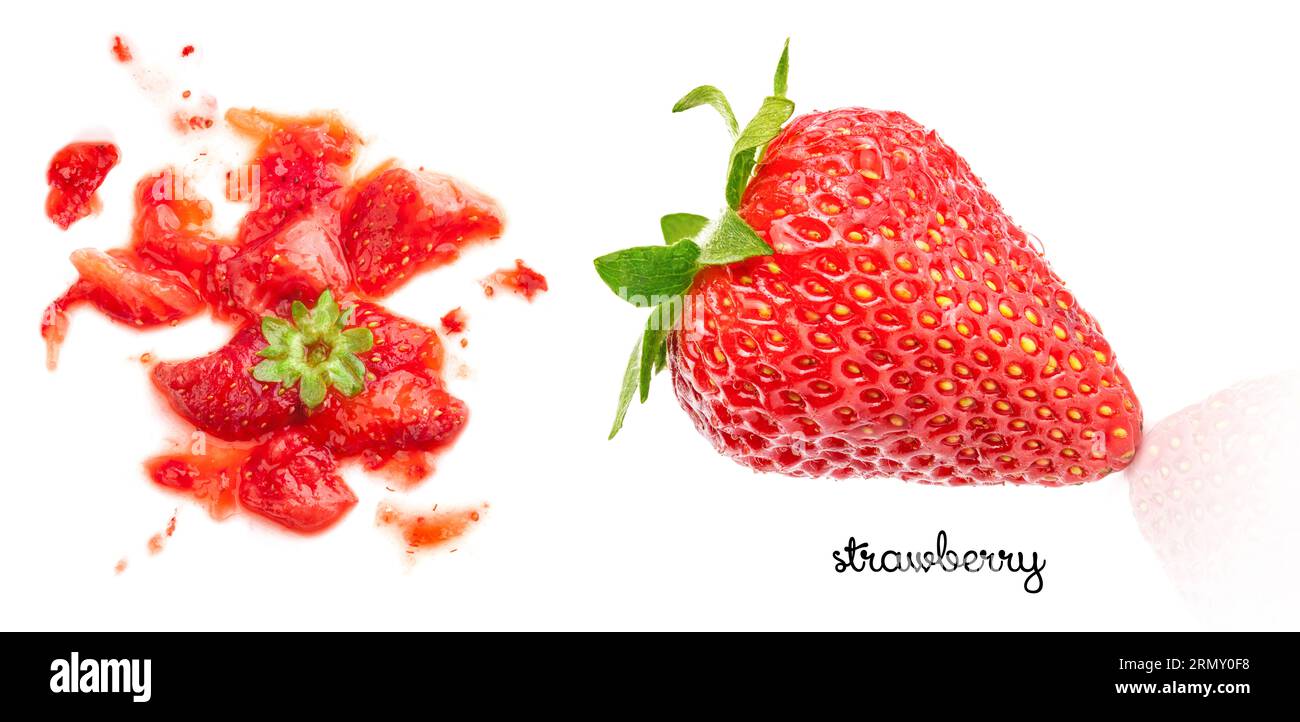 Smashed strawberry isolated on white Stock Photo - Alamy