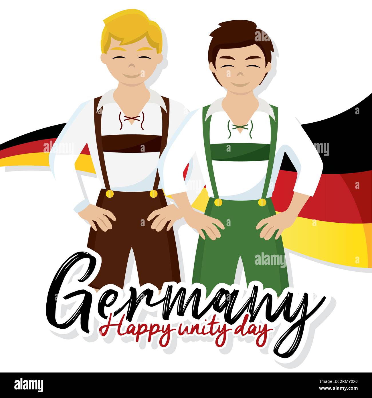 Pair of handsome male characters on traditional german clothes Vector ...