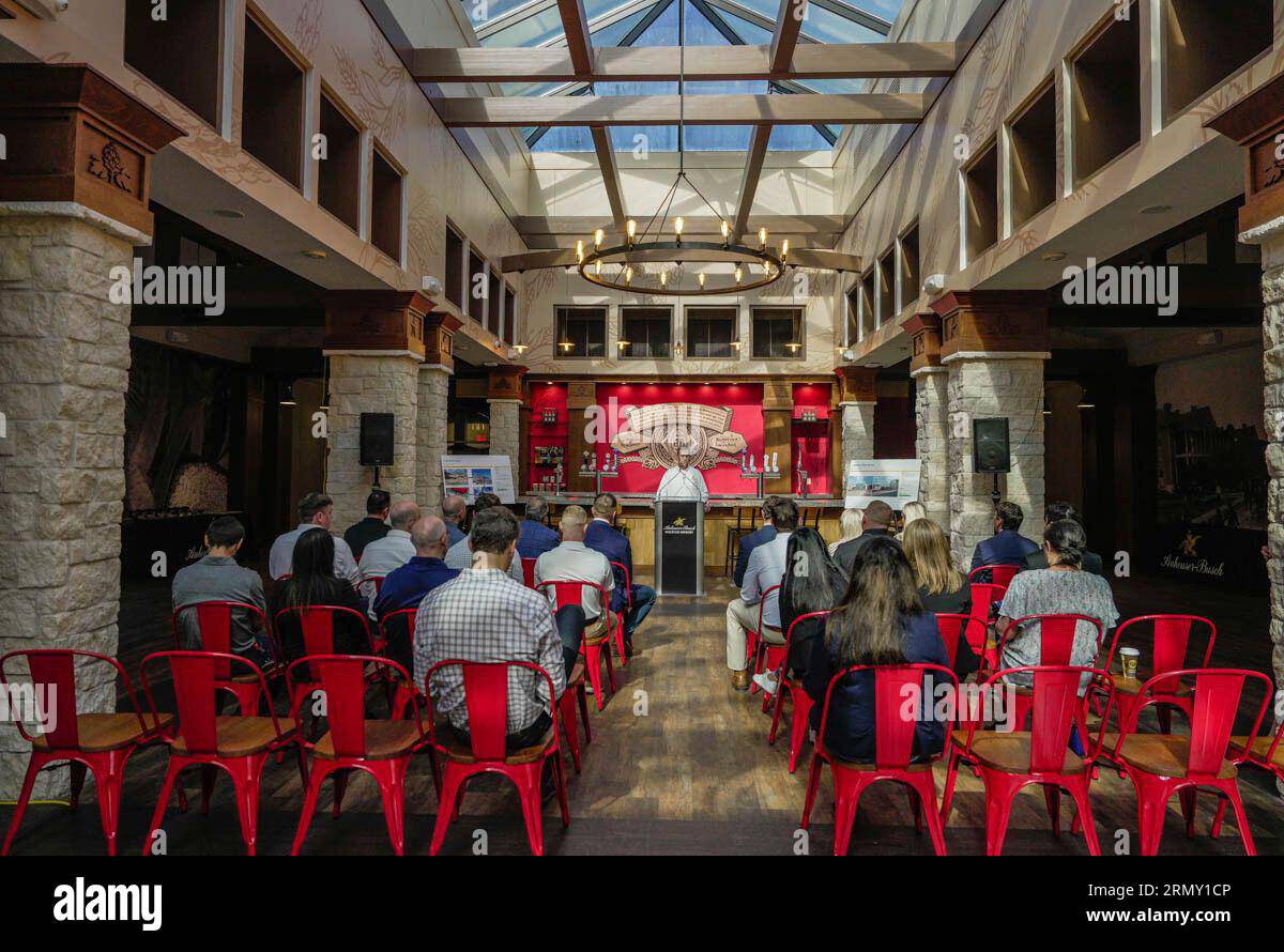General Manager Ryan Hudgins speaks ahead of the Anheuser-Busch Houston ...