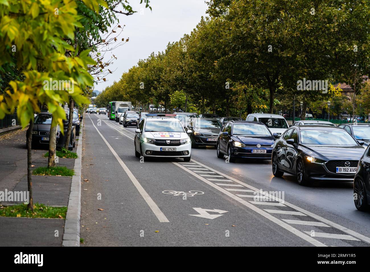 Romanian Police Car (Politia Rutiera) in Bucharest traffic, Romania ...