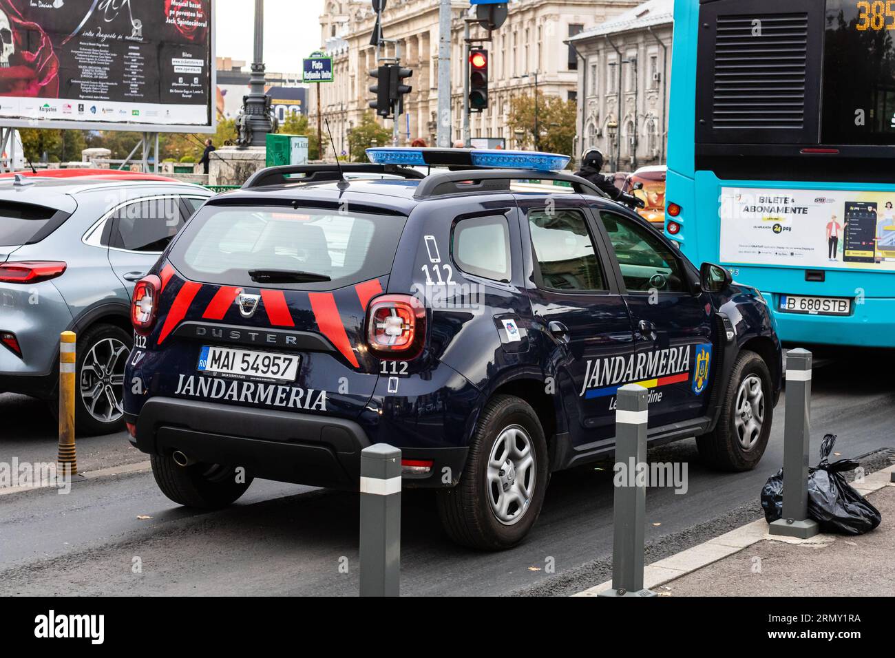 Gendarmerie (Jandarmeria) unit cars, military police, Romanian special ...