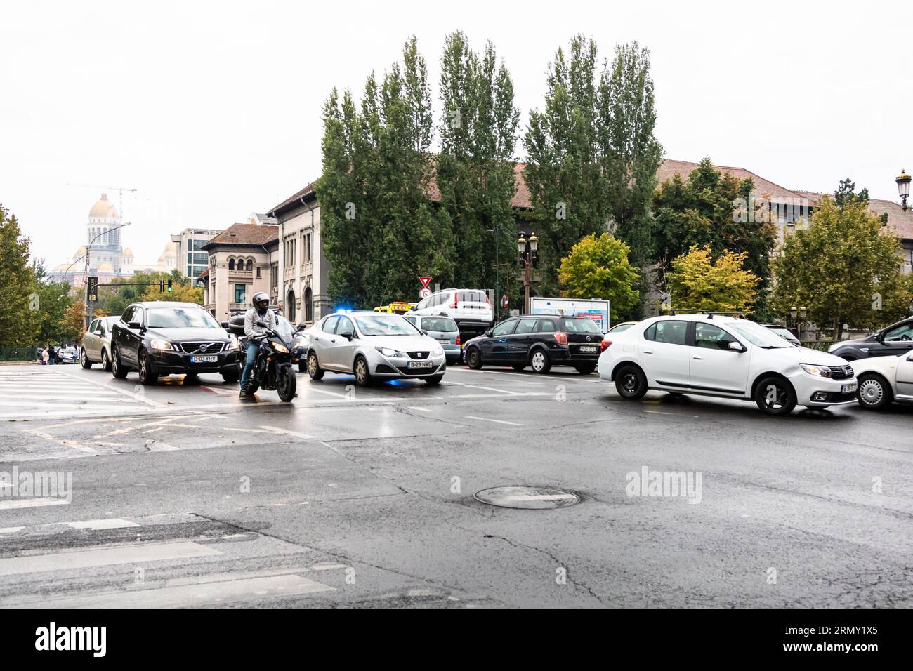 Romanian Police Car (Politia Rutiera) in Bucharest traffic, Romania ...