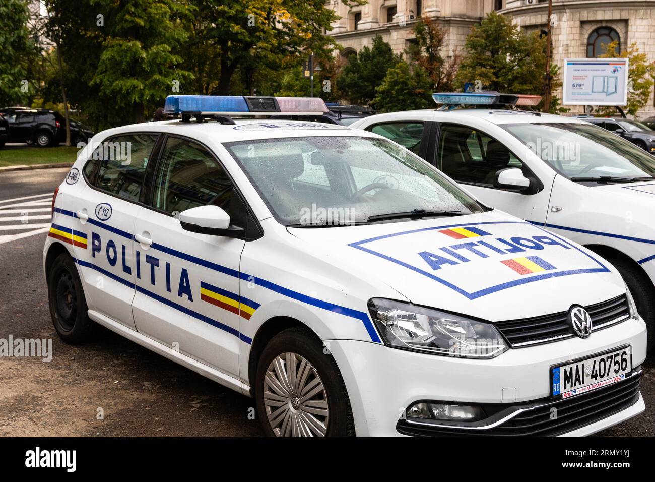 Romanian Police Car (Politia Rutiera) in Bucharest traffic, Romania ...
