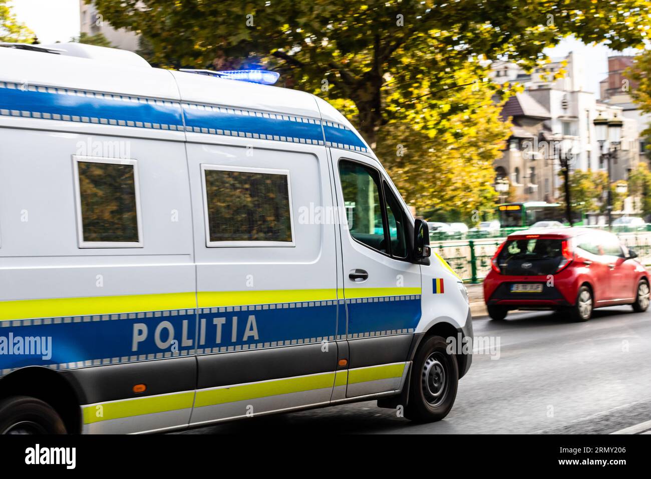 Romanian Police Car (Politia Rutiera) in Bucharest traffic, Romania ...