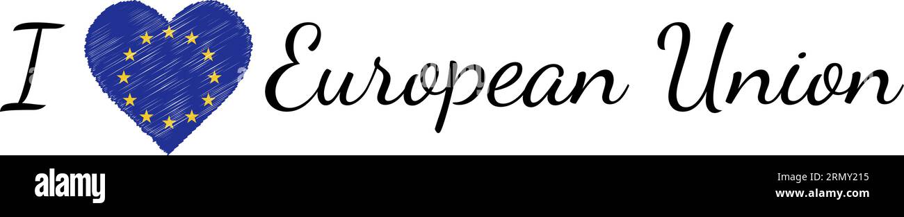 I love country European Union eu, text heart Doodle Stock Vector Image ...