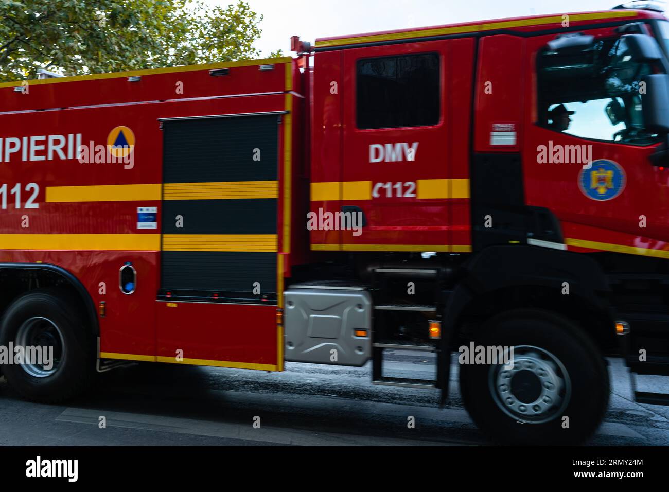 Romanian Firefighting emergency fireman (Pompierii) in Bucharest ...