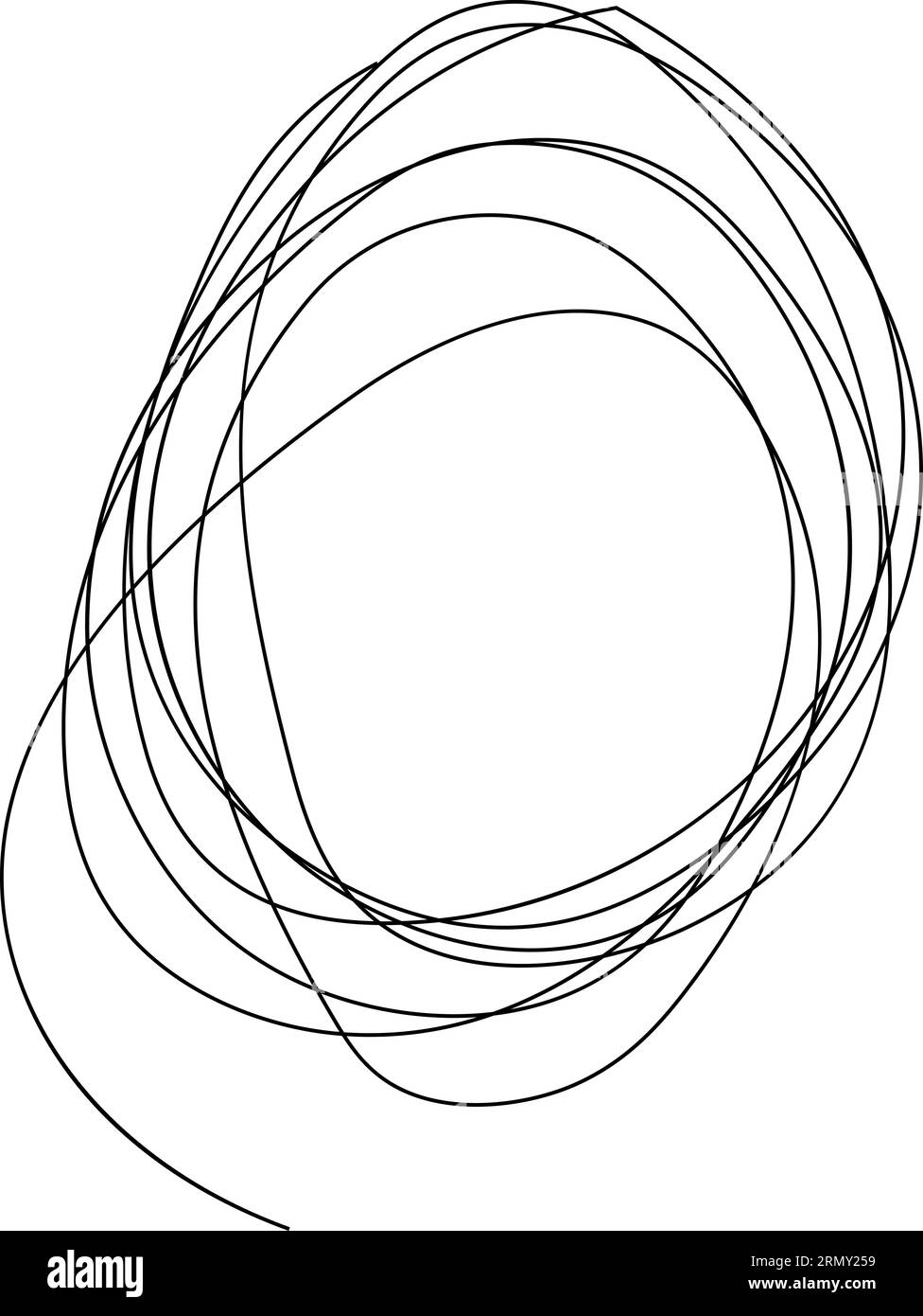 Round Doodle scribble circle hand drawn shape thin line divider Stock ...