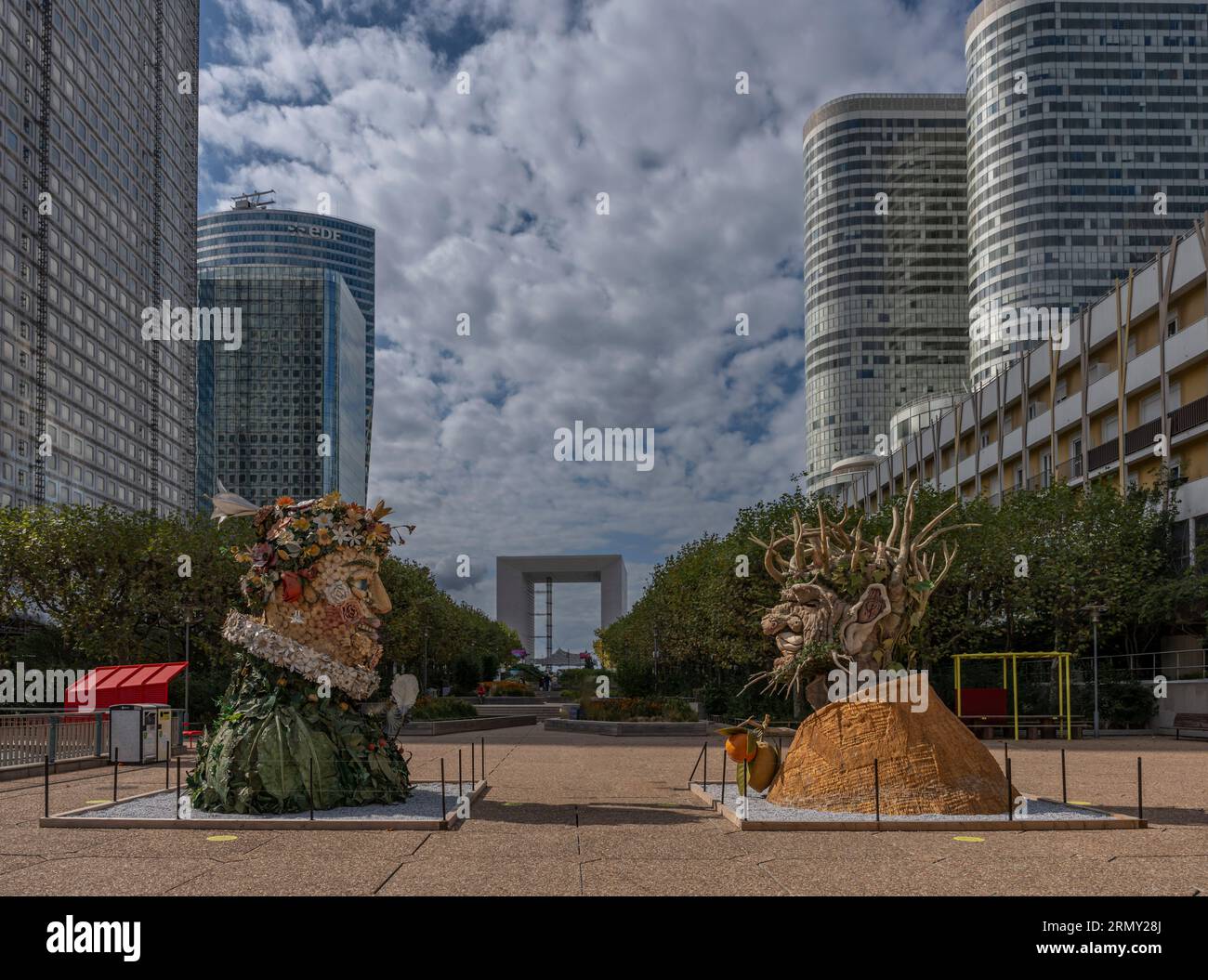 Paris, France - 08 30 2023: Les Extatiquess, art in the open air. View of the main alley of La ...