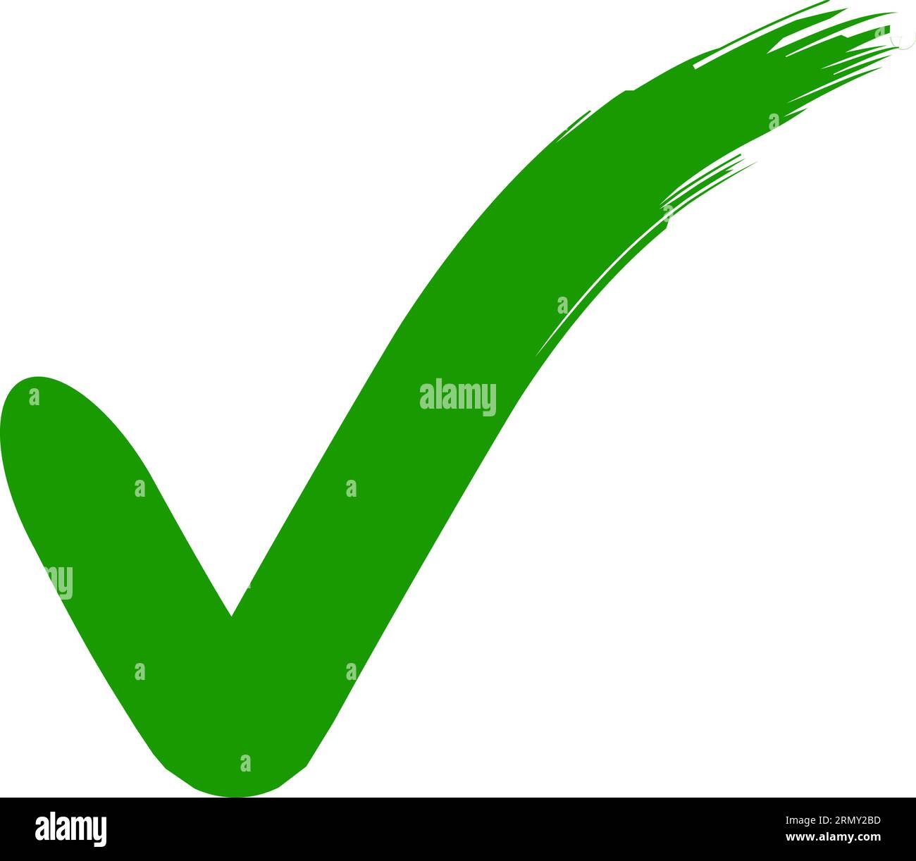 Approve calligraphic checkmark sign ok, green hand drawn brush Stock ...