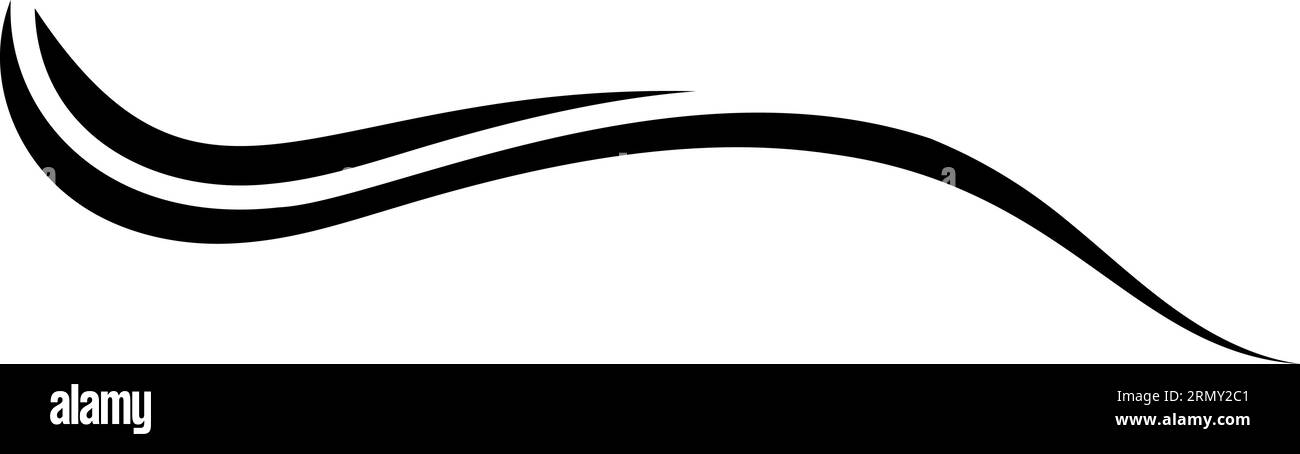 Curved calligraphy line sea wave elegantly curved ribbon strip Stock ...