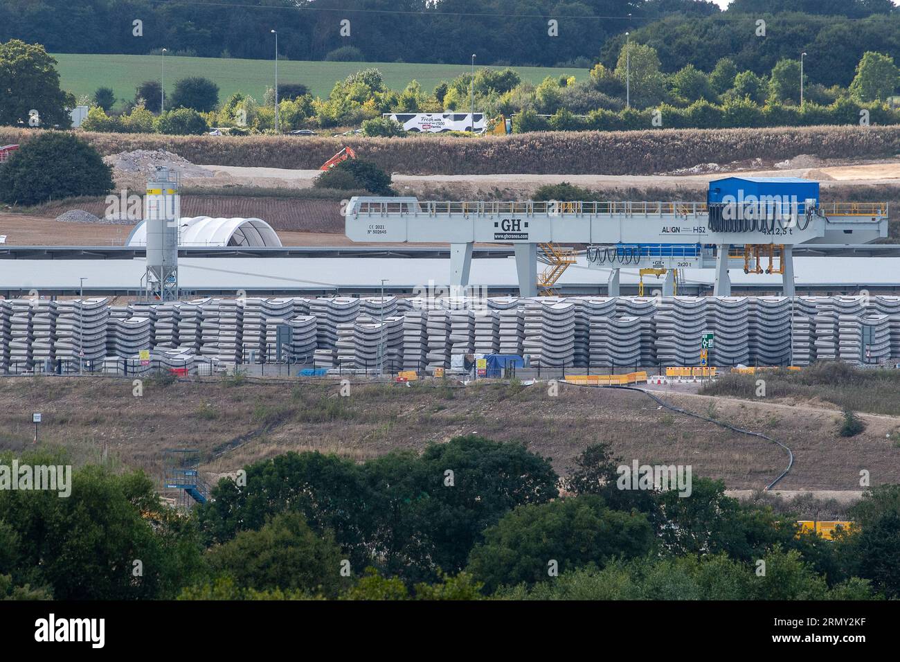West Hyde, Hertfordshire, UK. 30th August, 2023. Segments for the HS2 ...