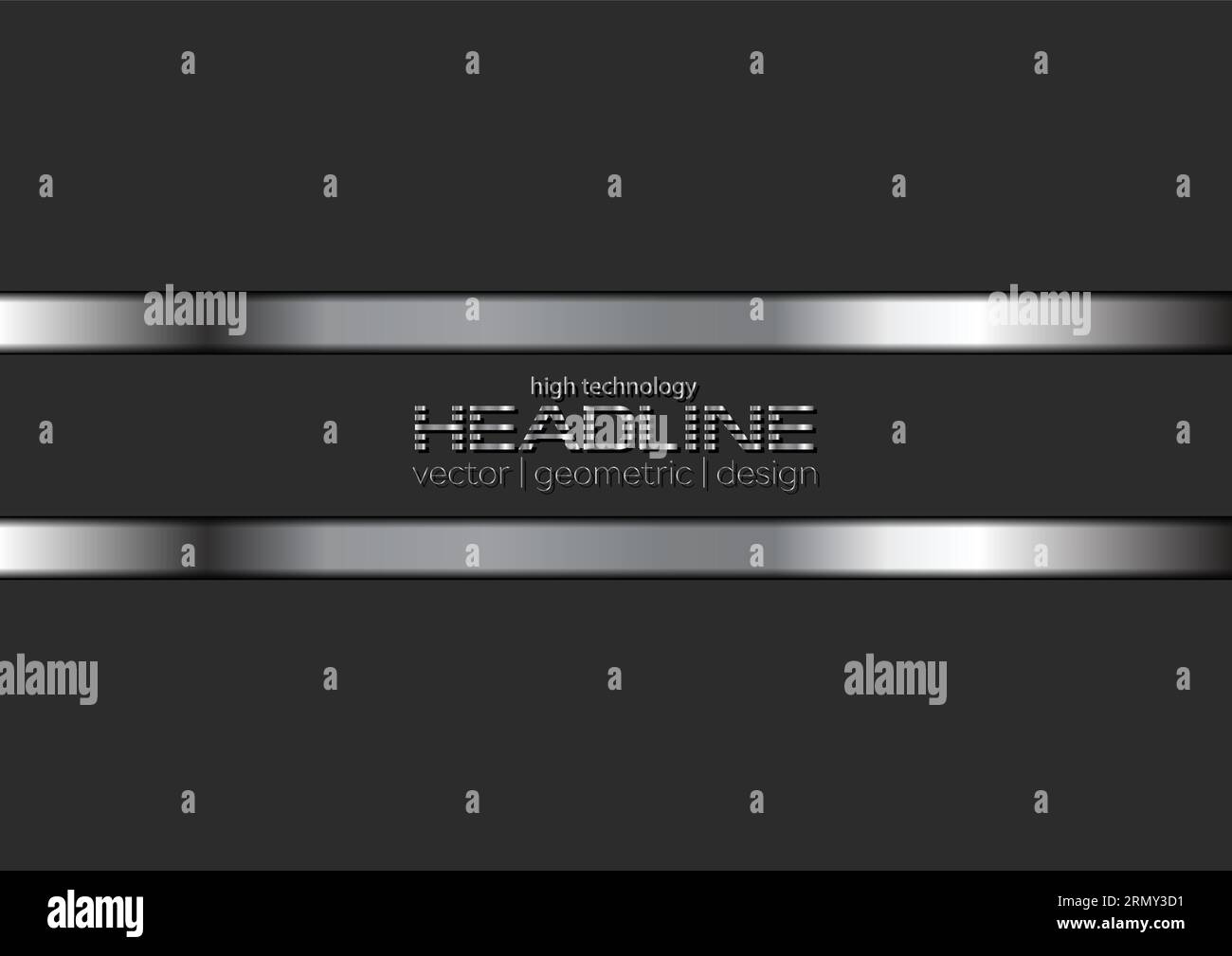 Silver metallic stripes on black background. Tech minimal vector design ...