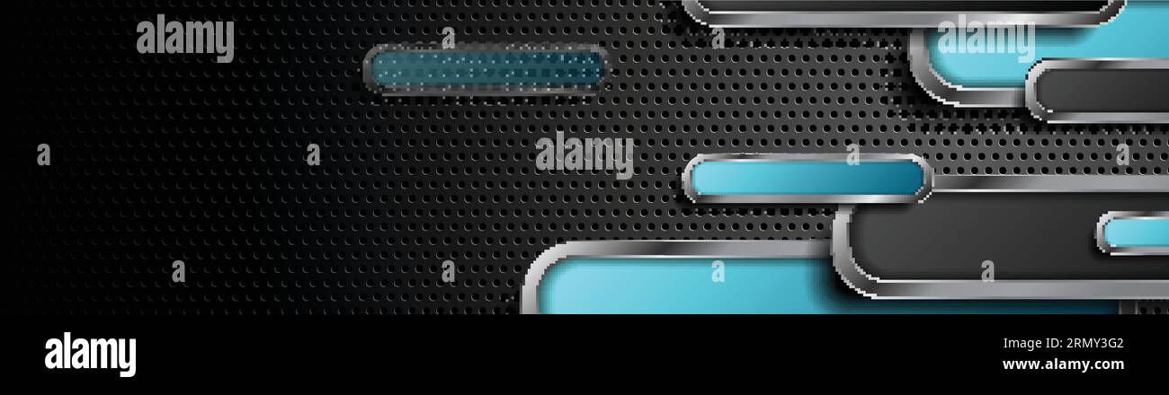 Abstract technology metallic perforated banner design. Vector ...
