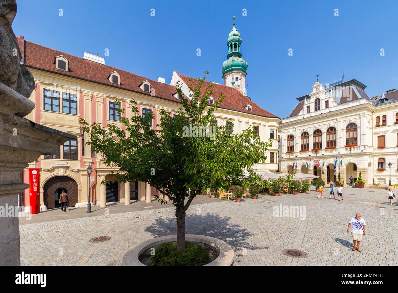 Museum Quarter, Town Hall and Firewatch Tower, Sopron, Hungary Stock ...