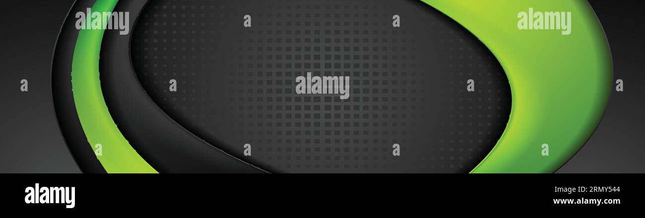Abstract green and black corporate banner design with smooth waves ...