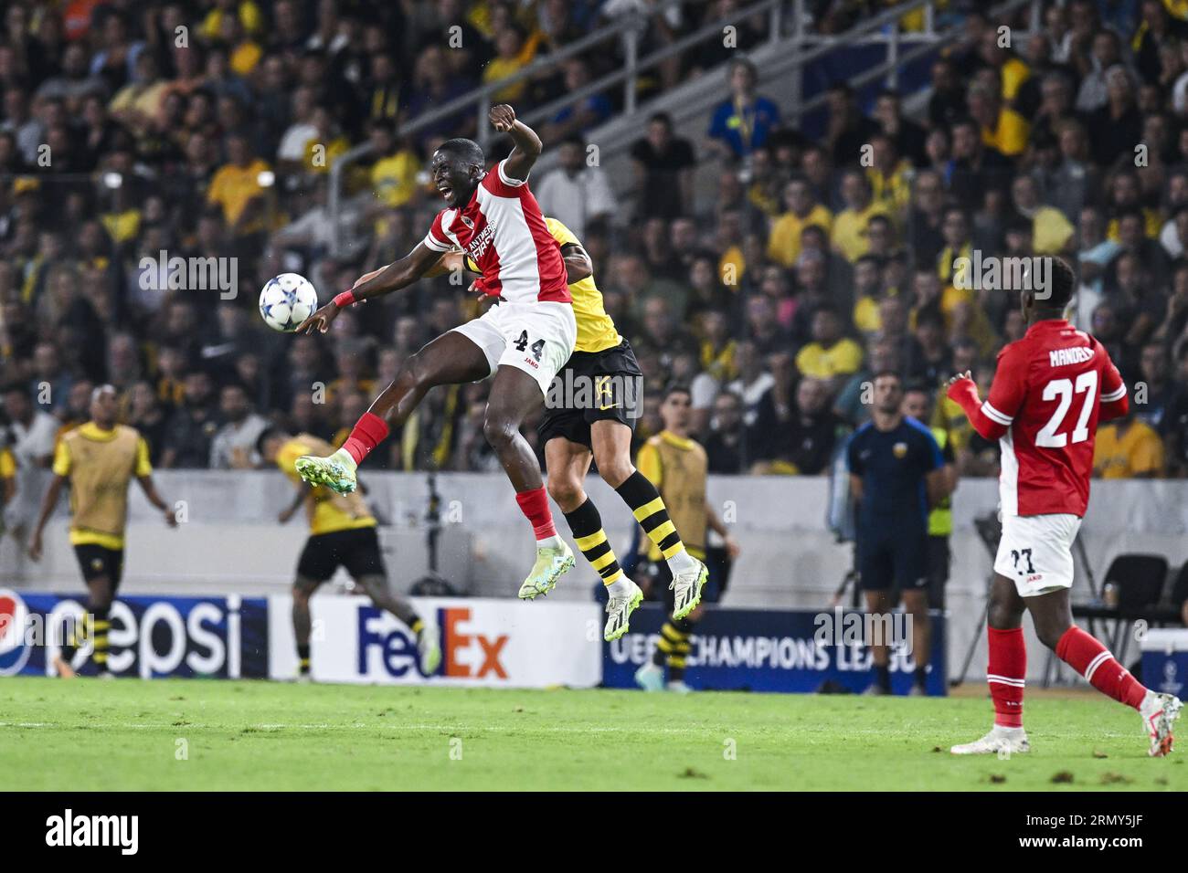 Athens, Greece. 30th Aug, 2023. Antwerp's Soumoula Coulibaly and Athens ...