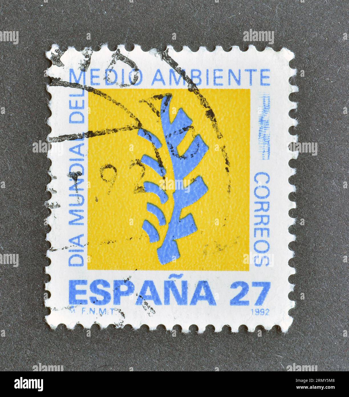 Cancelled postage stamp printed by Spain, that promotes World ...