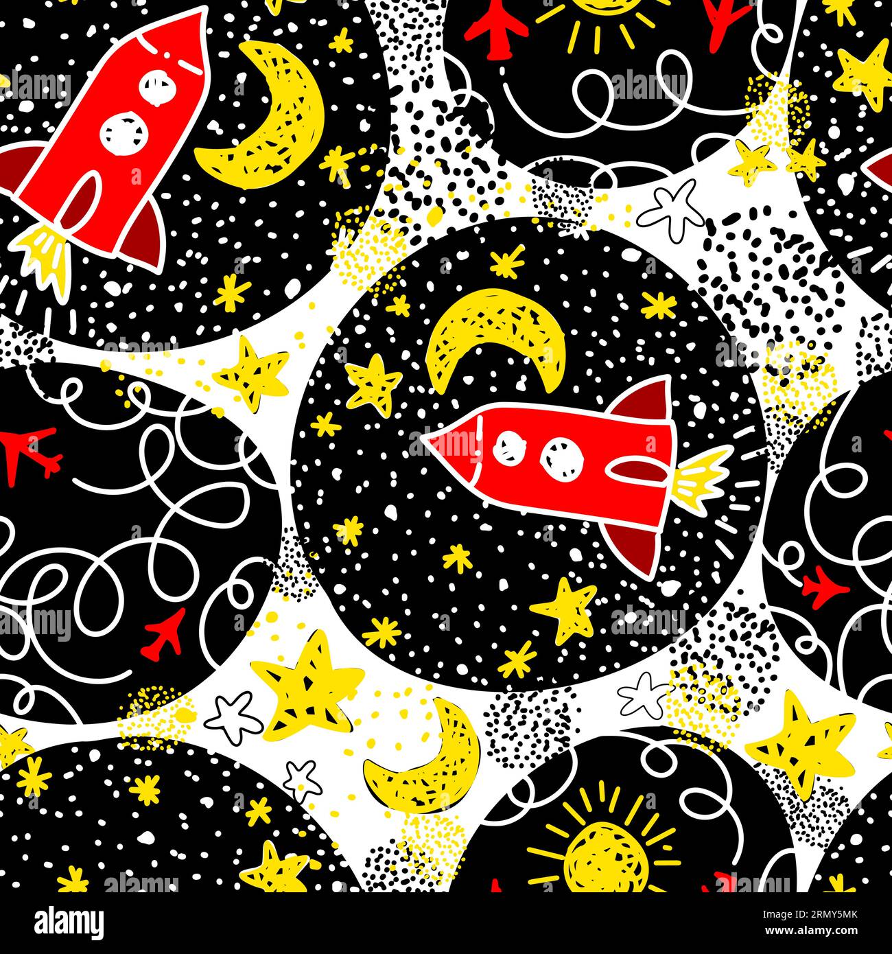 Seamless background of rockets in space. Wallpaper for the boy's ...