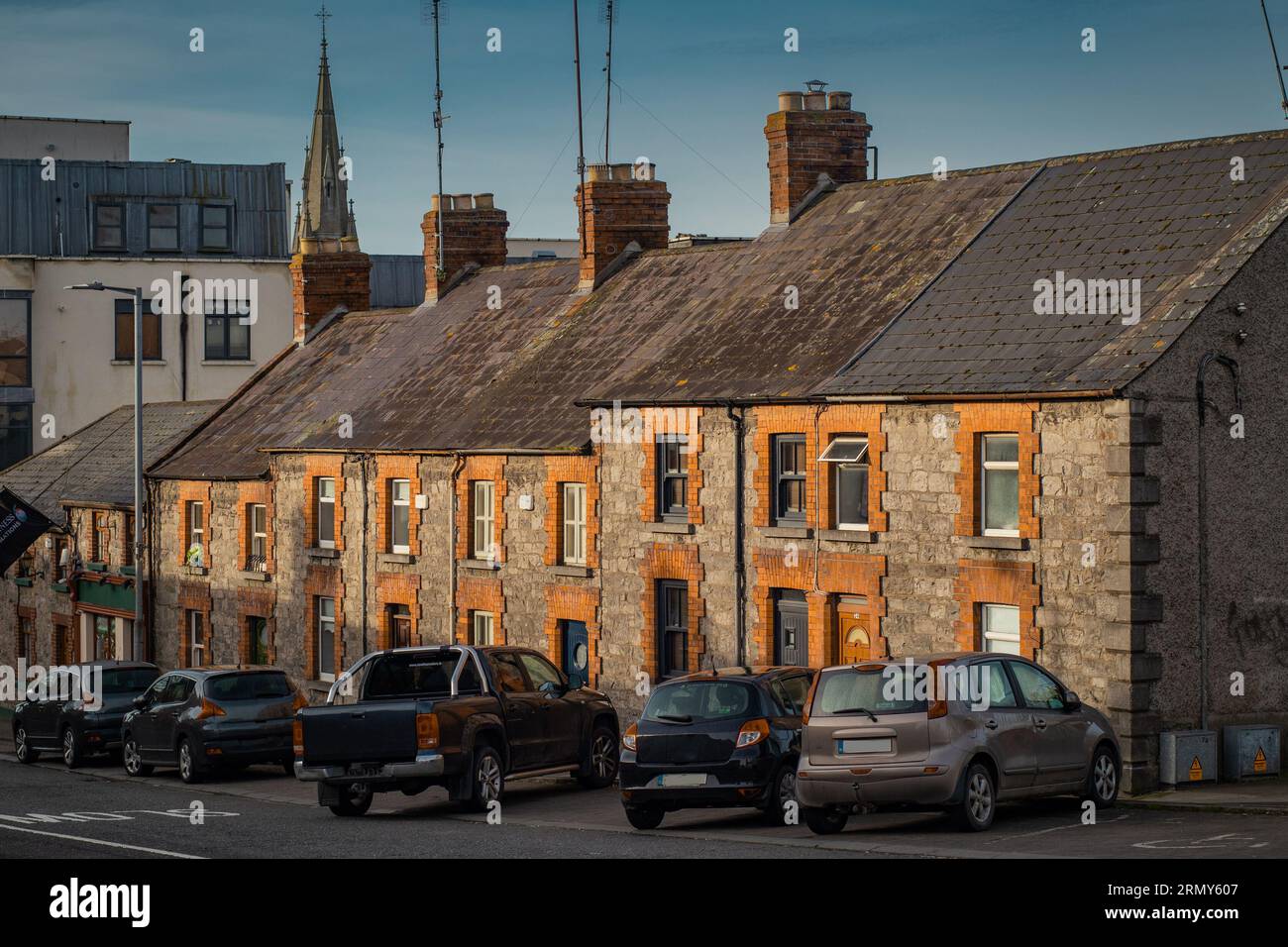 One of main streets in Drogheda in early morning, visible heritage ...