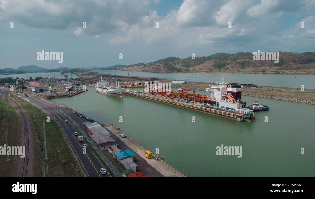 Boat passing Pedro Miguel locks in Panama, famous channel shortcut in ...