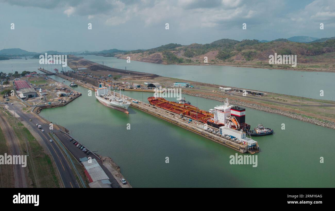 Boat passing Pedro Miguel locks in Panama, famous channel shortcut in ...