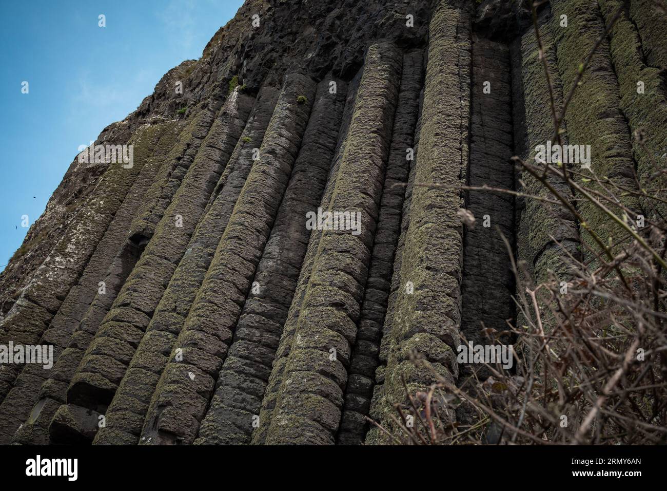 Panorama of hexagonal stones at Organs at Giants causeway in northern ...