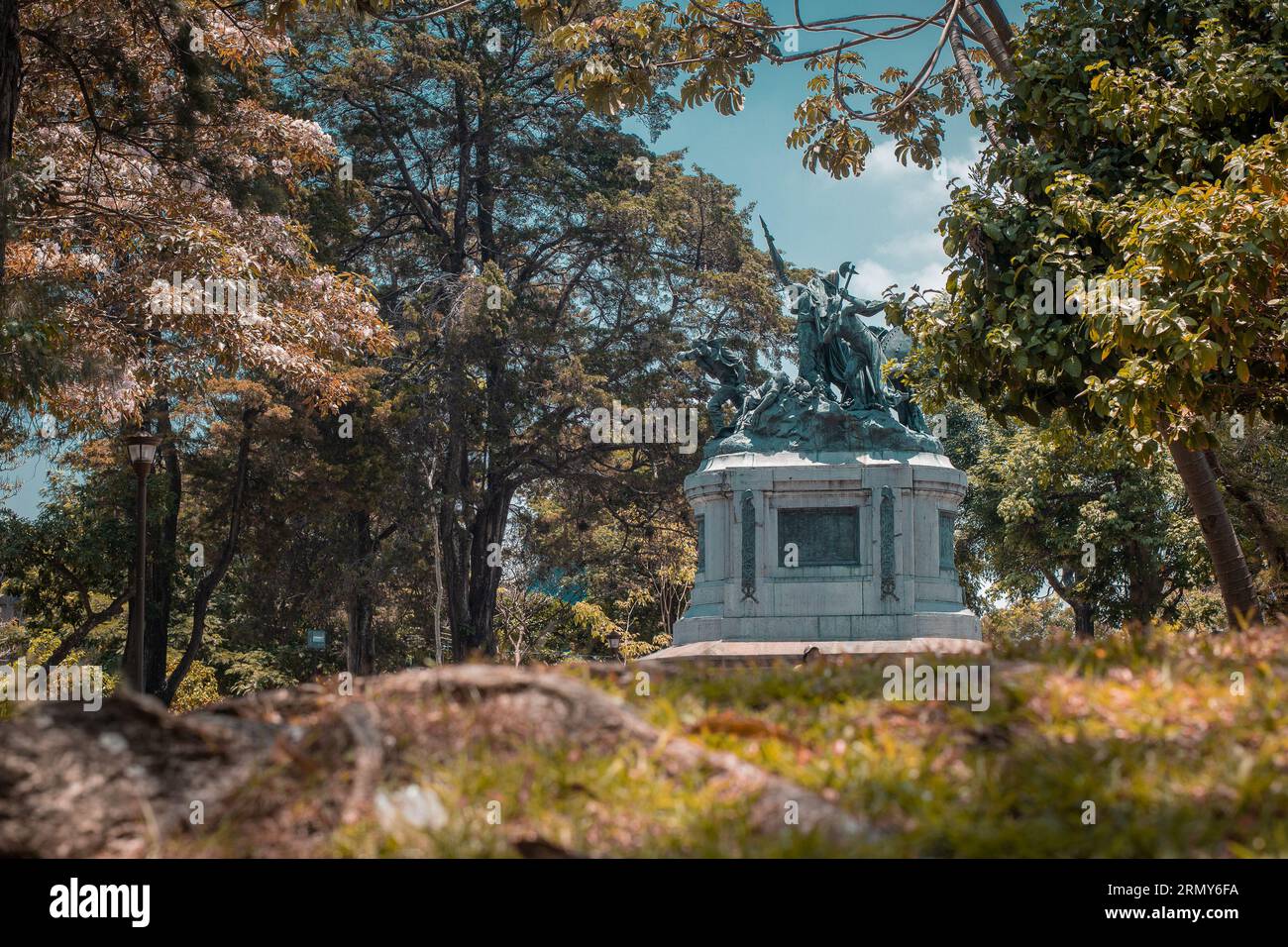 National monument in the central park of San Jose, Costa Rica on a hot ...