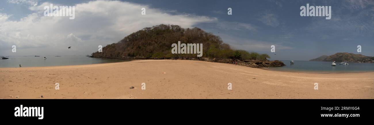 Beach panorama at the taboga island close to panama city. Wide view of ...