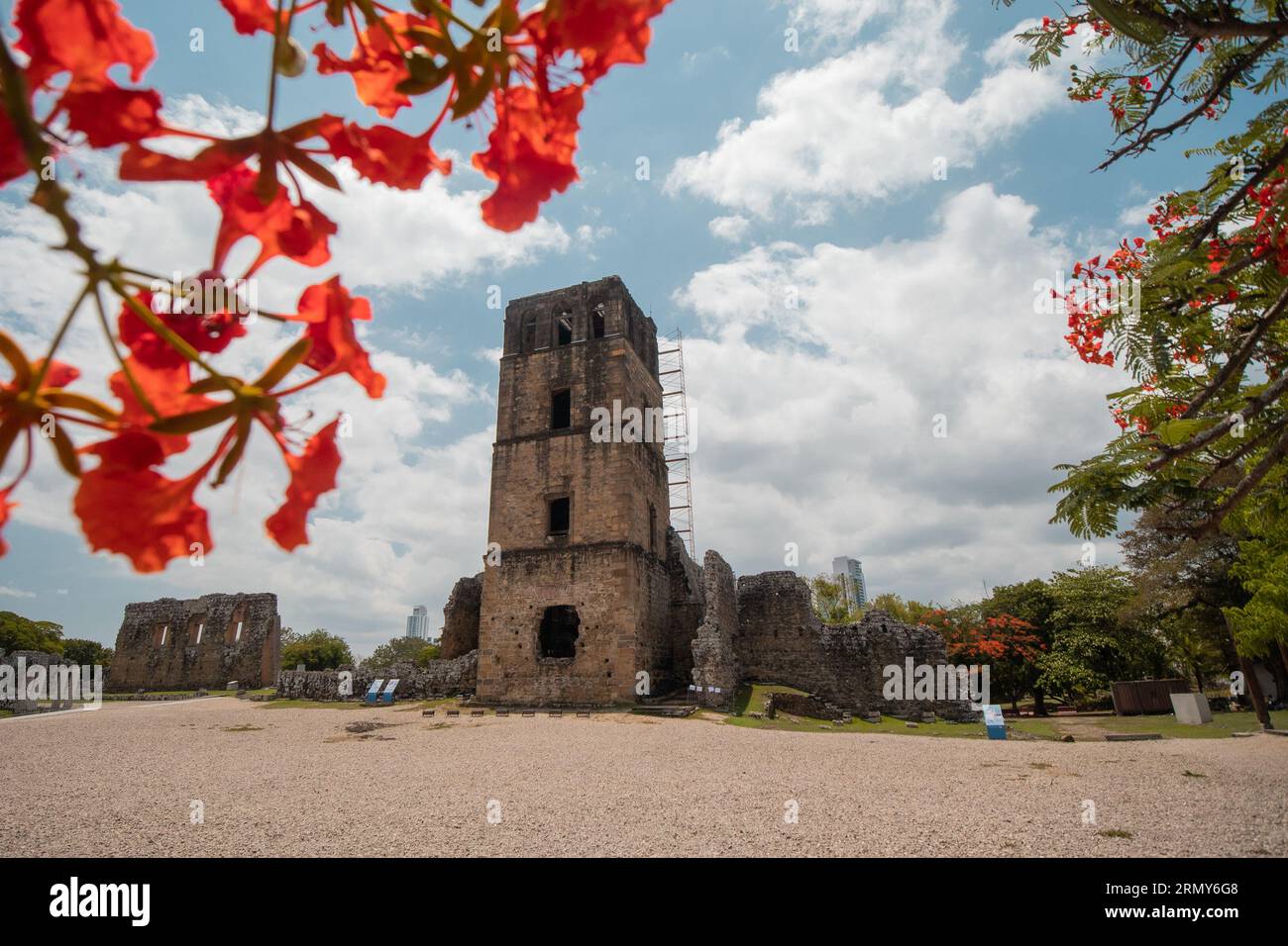 View of Panama Viejo historical city, first settlement of panama city ...