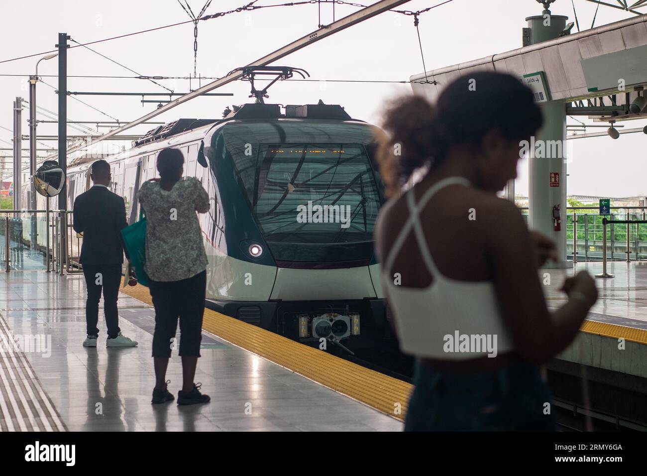 New panama metro system is being built. New metro rail car is arriving ...