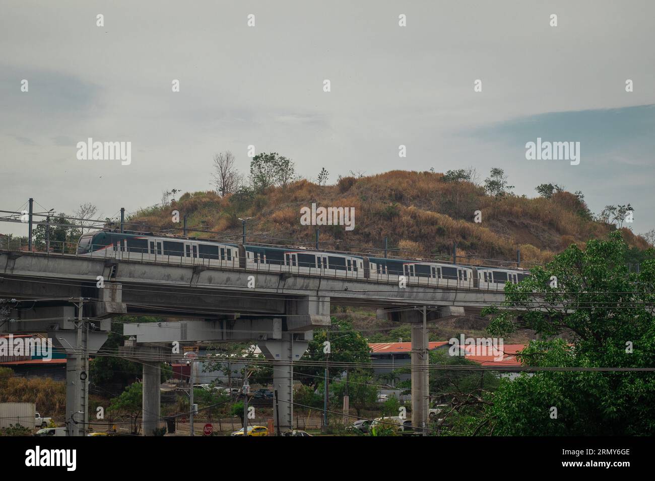 New panama metro system is being built. New metro rail car is arriving ...