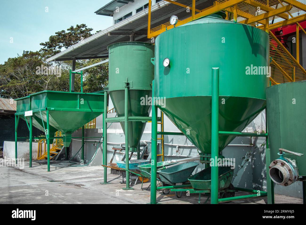 Big separators in green color for separating coffee seeds from outer ...