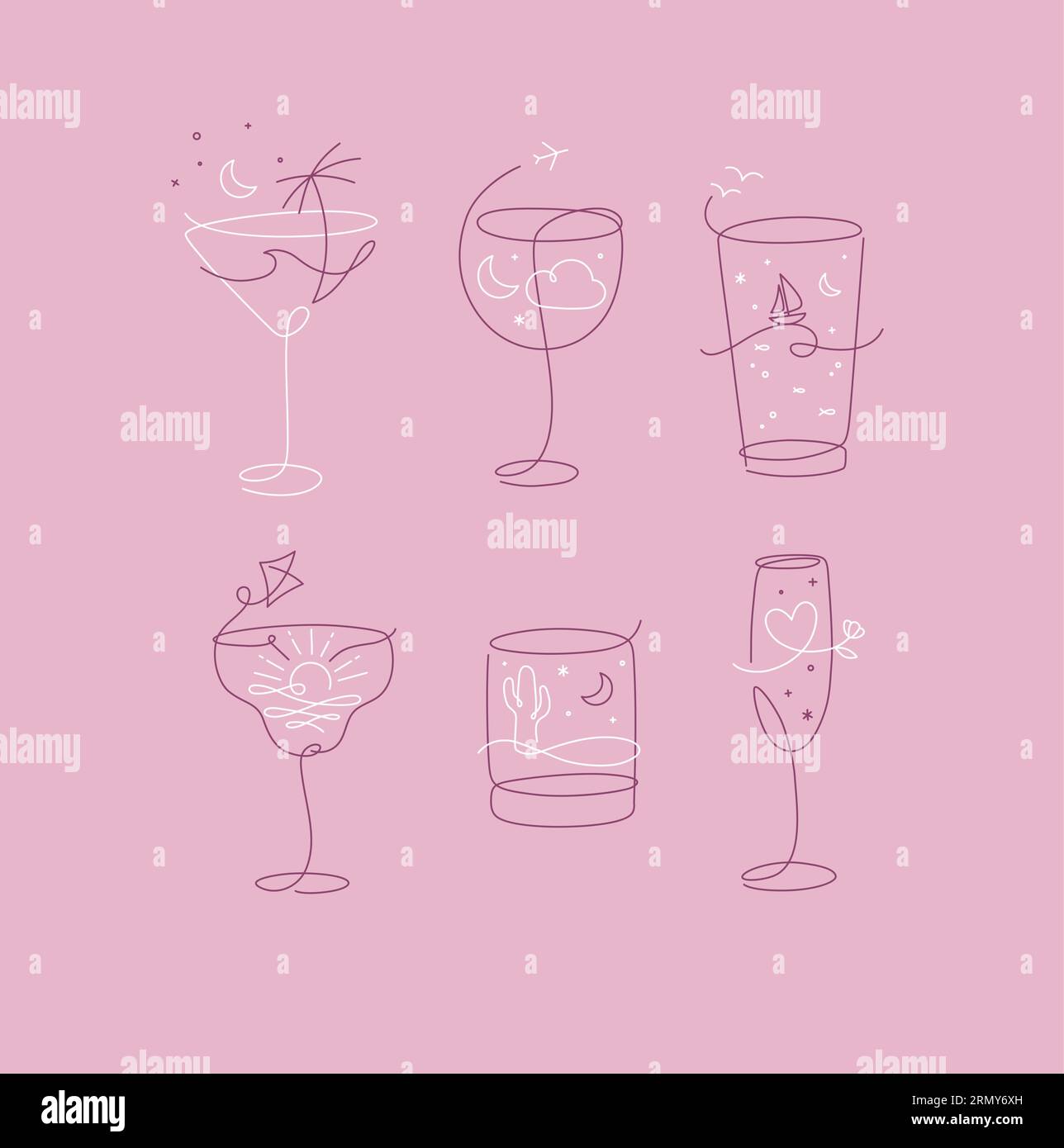 Pink Martini Glass Drawing