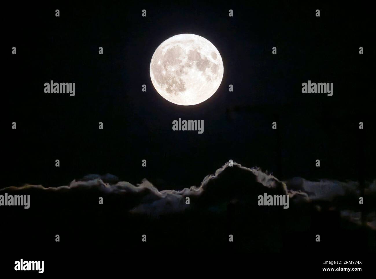 The super blue moon rises over Leeds, Yorkshire. The blue moon refers ...