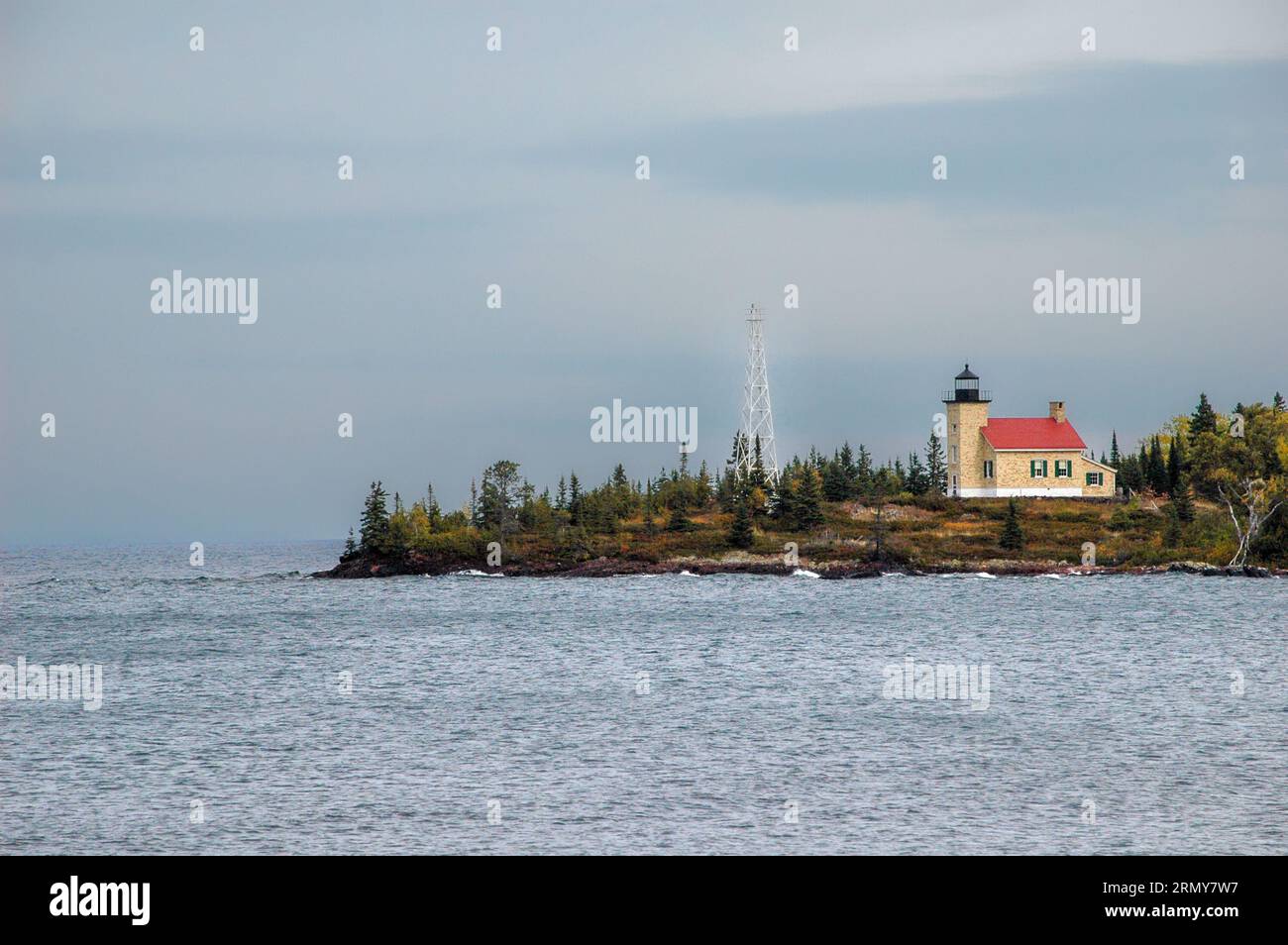 scene of a lighthouse on the great lakes Stock Photo - Alamy
