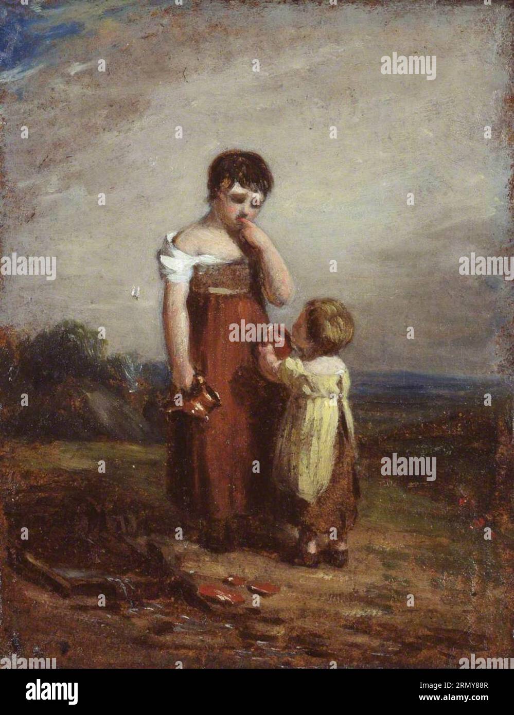 The Broken Pitcher 1814 by William Frederick Witherington Stock Photo ...