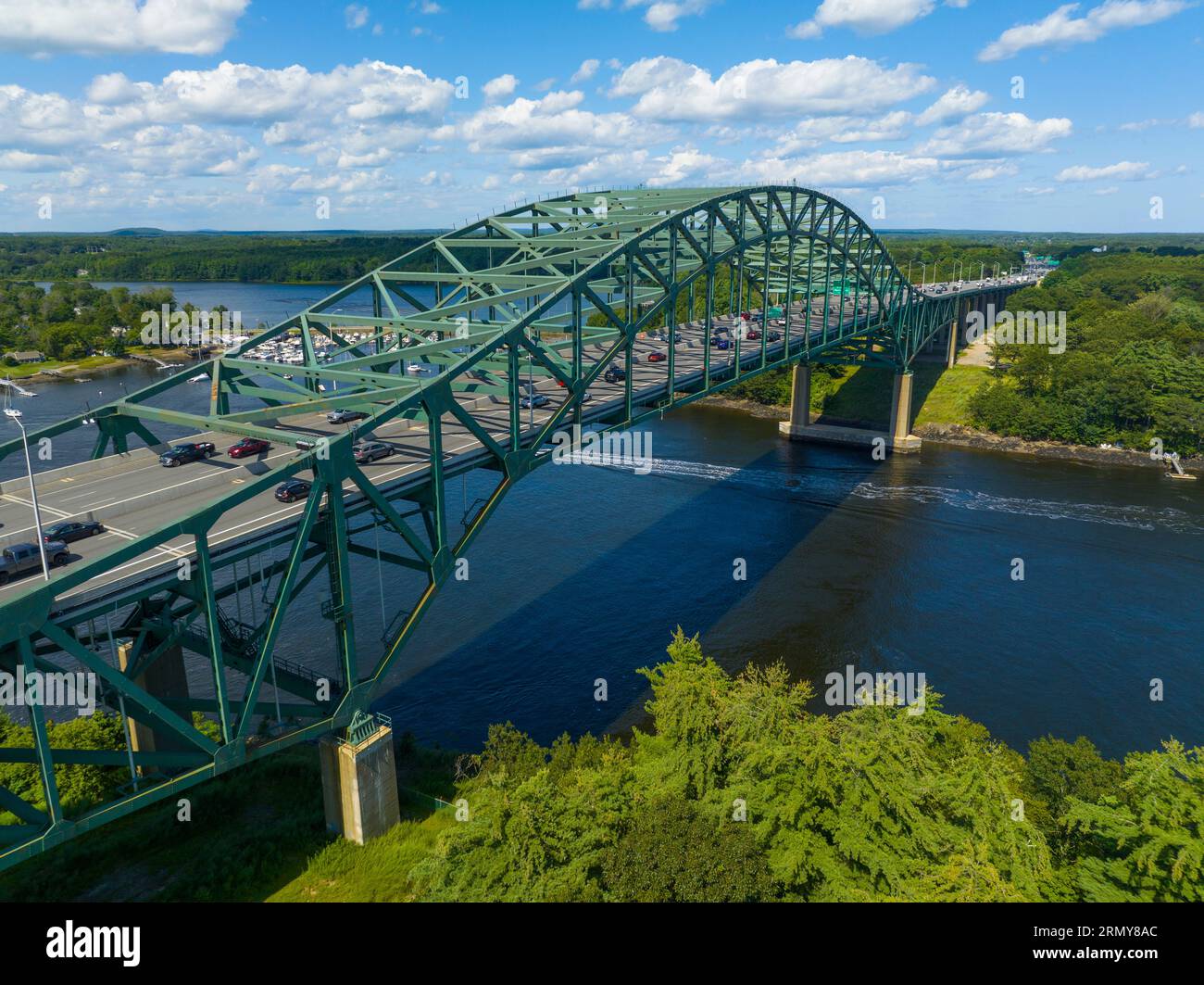 Piscataqua River Bridge aerial view that carring Interstate Highway 95 ...