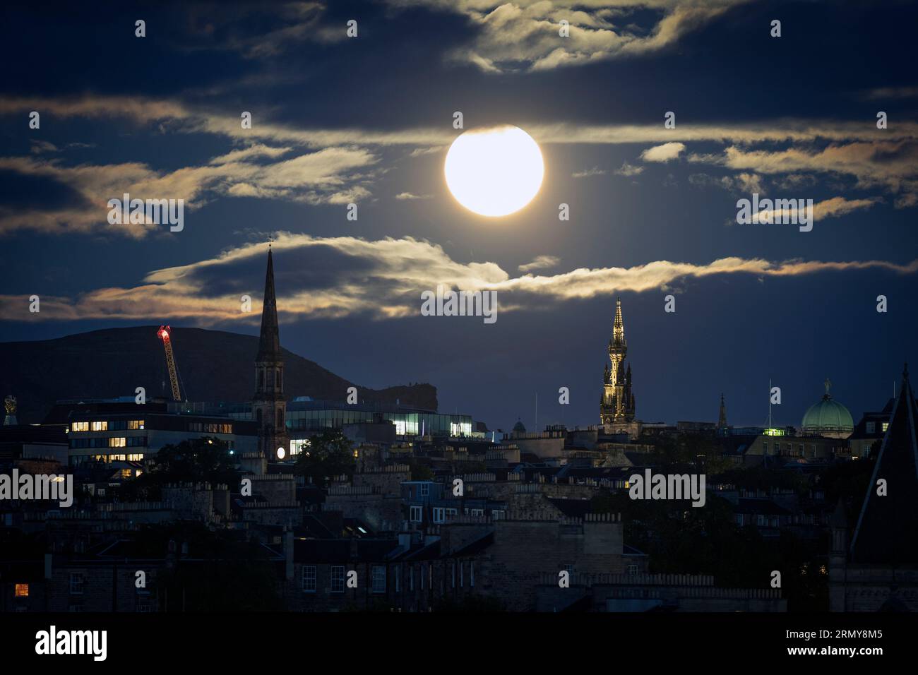 The super blue moon rises over Edinburgh. The blue moon refers to the ...