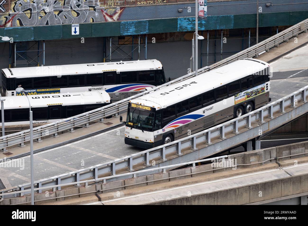 New York, New York, USA. 29th Aug, 2023. A New Jersey Transit coach bus departs the Port ...